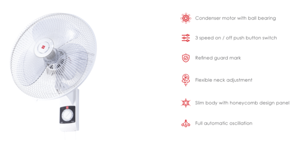 KDK Wall Fan KU408 - D-ONE ELECTRICAL SDN BHD